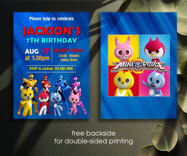 Mini Force Super Dino Power Invitation Boy Birthday - Etsy