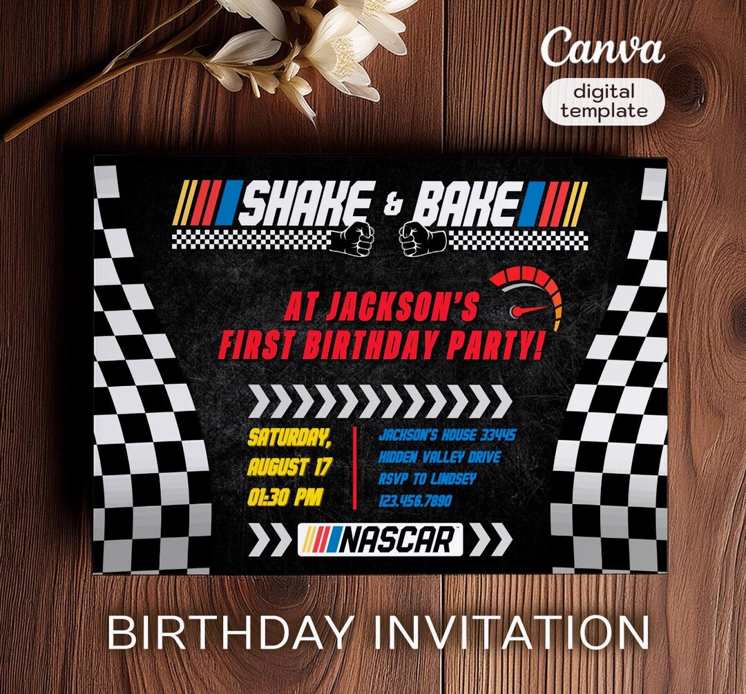 Nascar Party, Boy Racing Invitation, Printable Cars Birthday Invitation ...