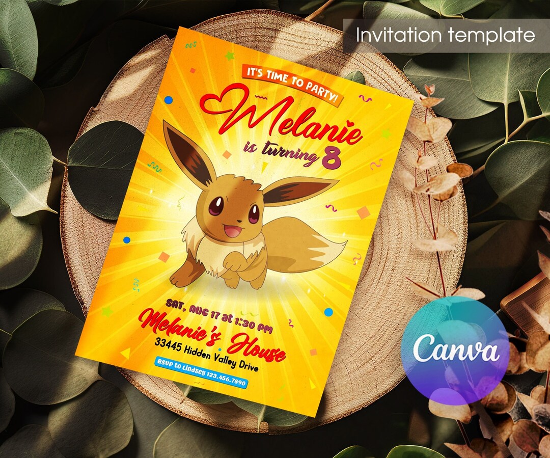 Editable Invitation, Pokemon Birthday Invite Template, Printable ...