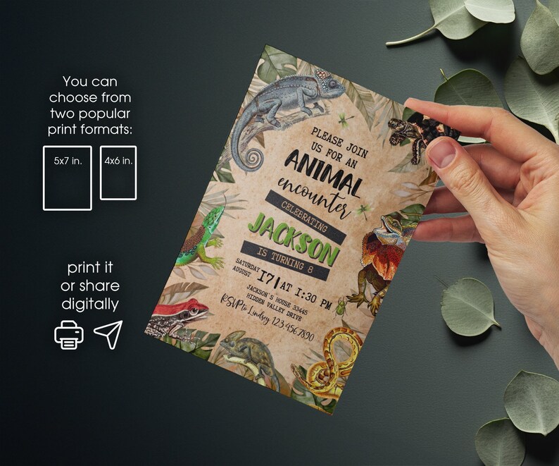 Editable Reptile Invitation, Lizard Invite, Instant Download, Printable ...