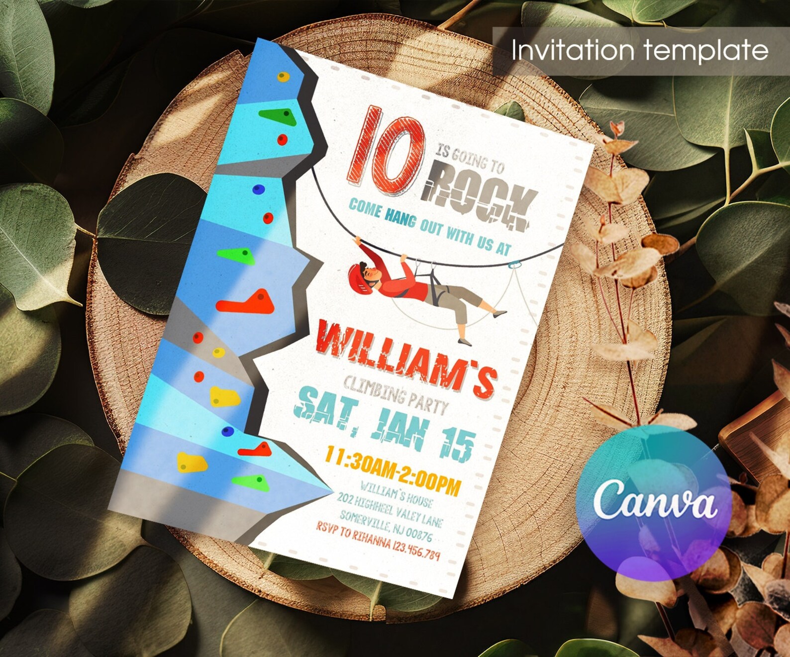 Rock Climb Birthday Invite Template, Printable Rock Climbing Invitation ...