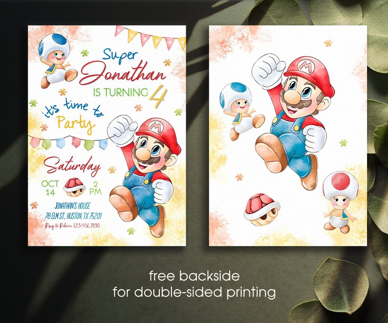 Mario Invitation, Printable Birthday Invite, Editable Invitation, Girl ...