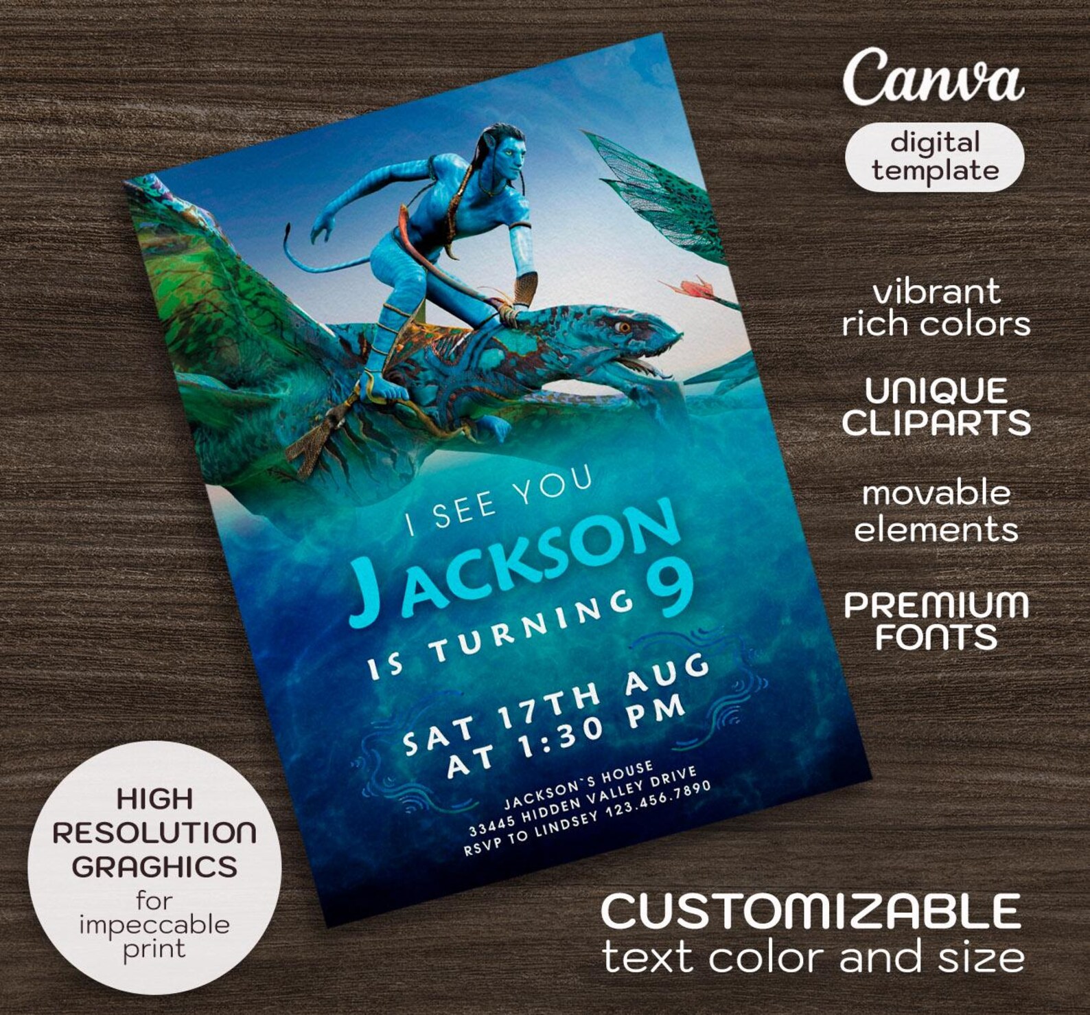 Avatar 2 Invite, Printable Avatar Invitation, Pandora Editable Birthday ...