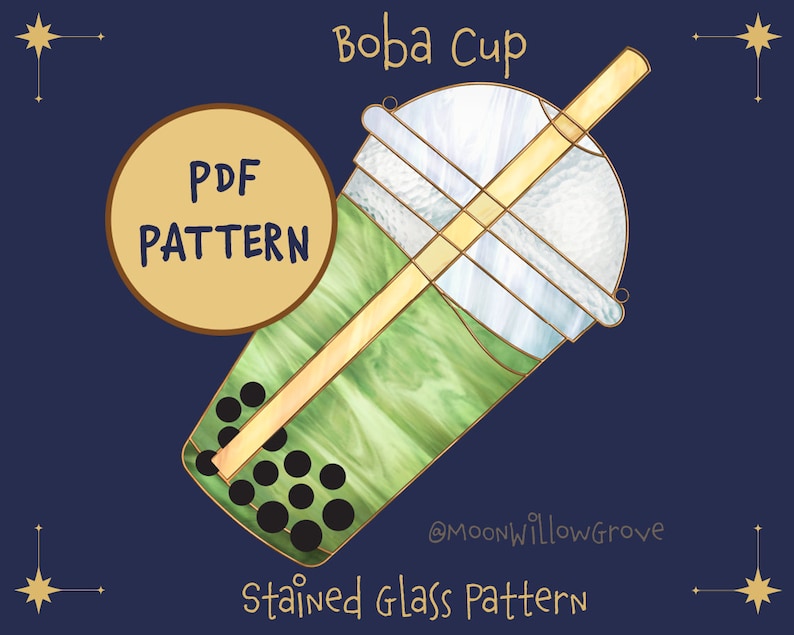 Boba Cup Stained Glass Pattern - Etsy