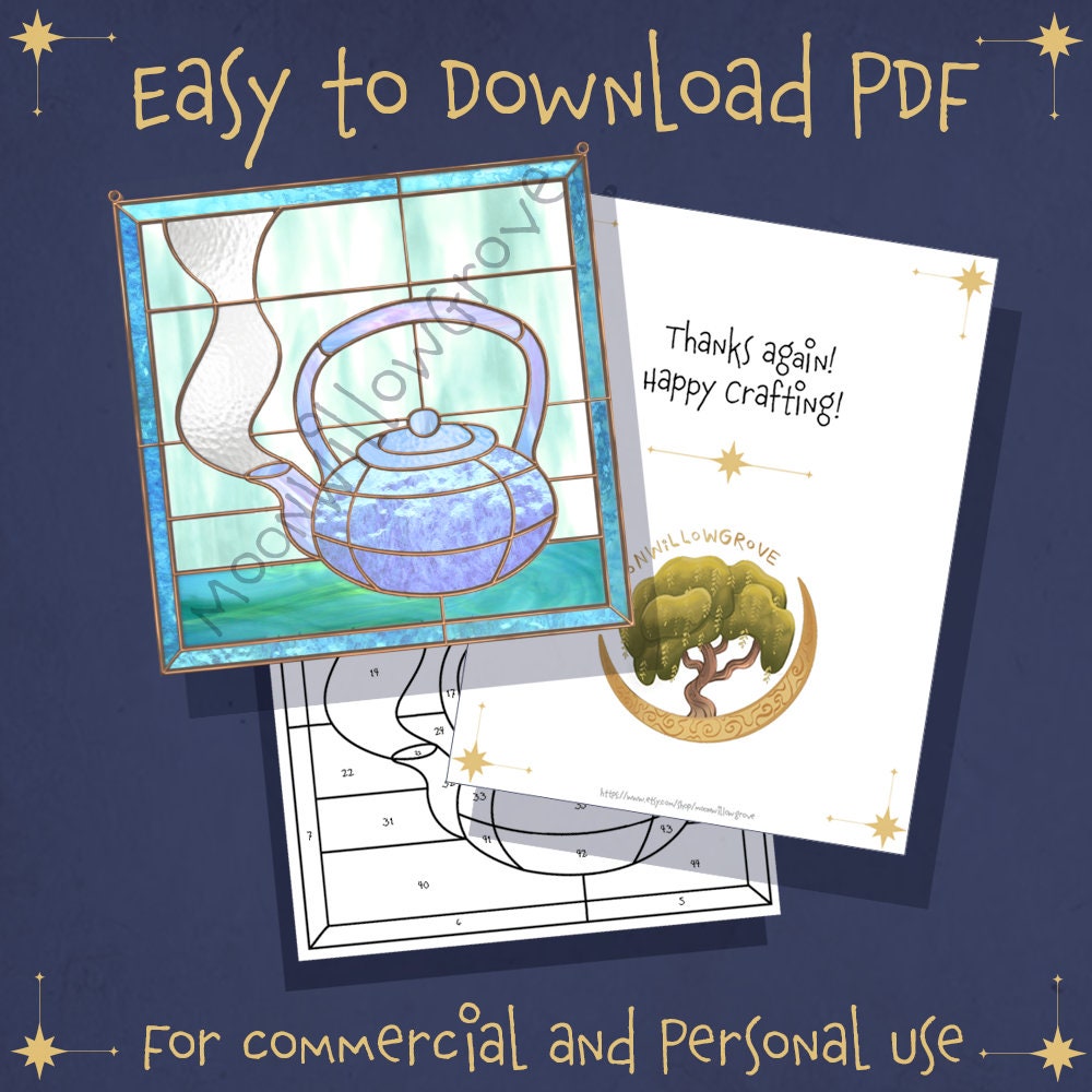 Steamy Teapot Stained Glass Pattern - Etsy