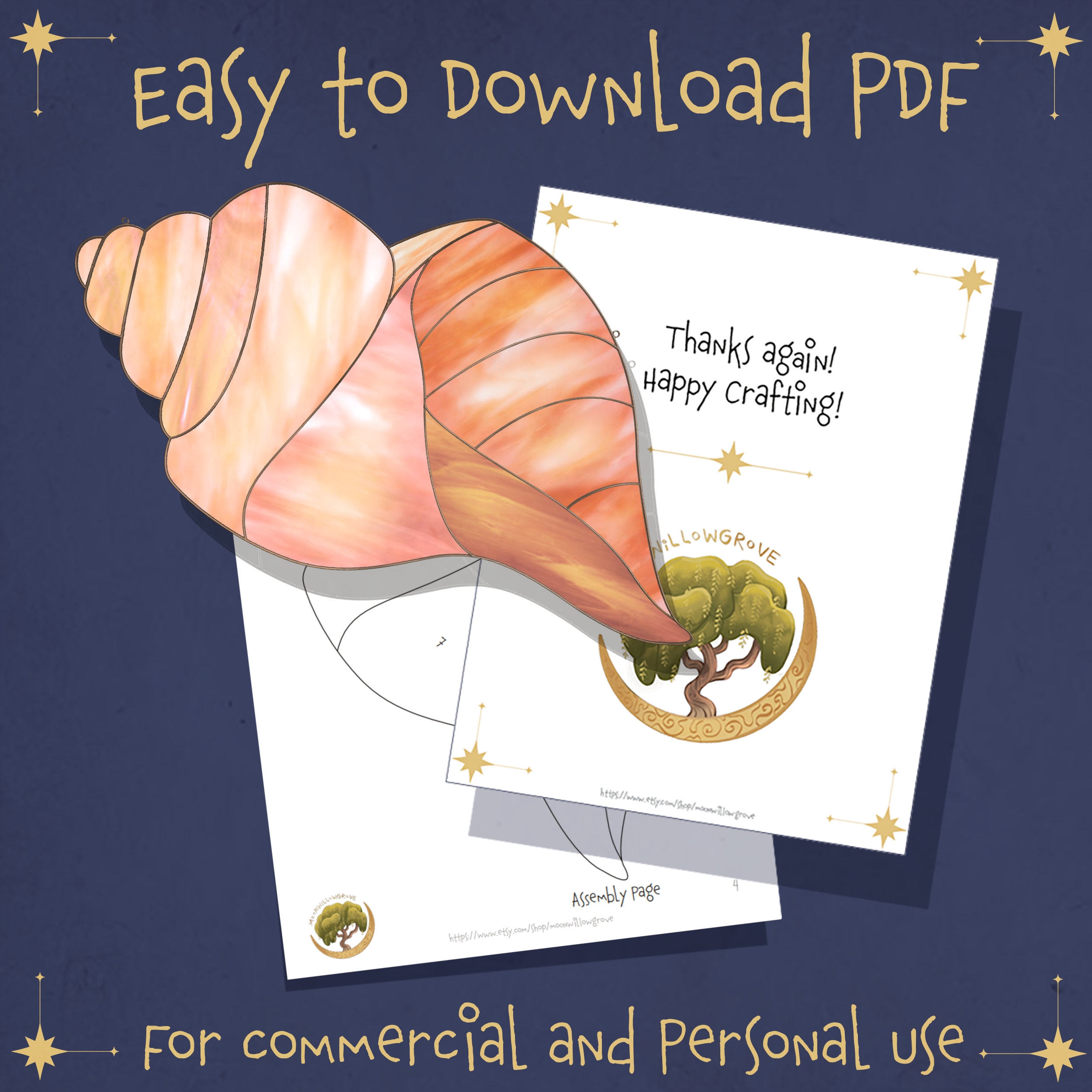 Conch Shell Stained Glass Pattern - Etsy