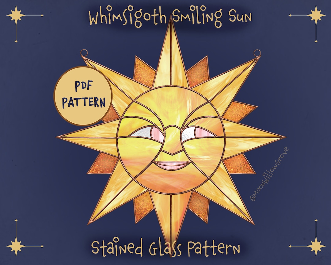 Whimsigoth Smiling Sun Stained Glass Pattern - Etsy
