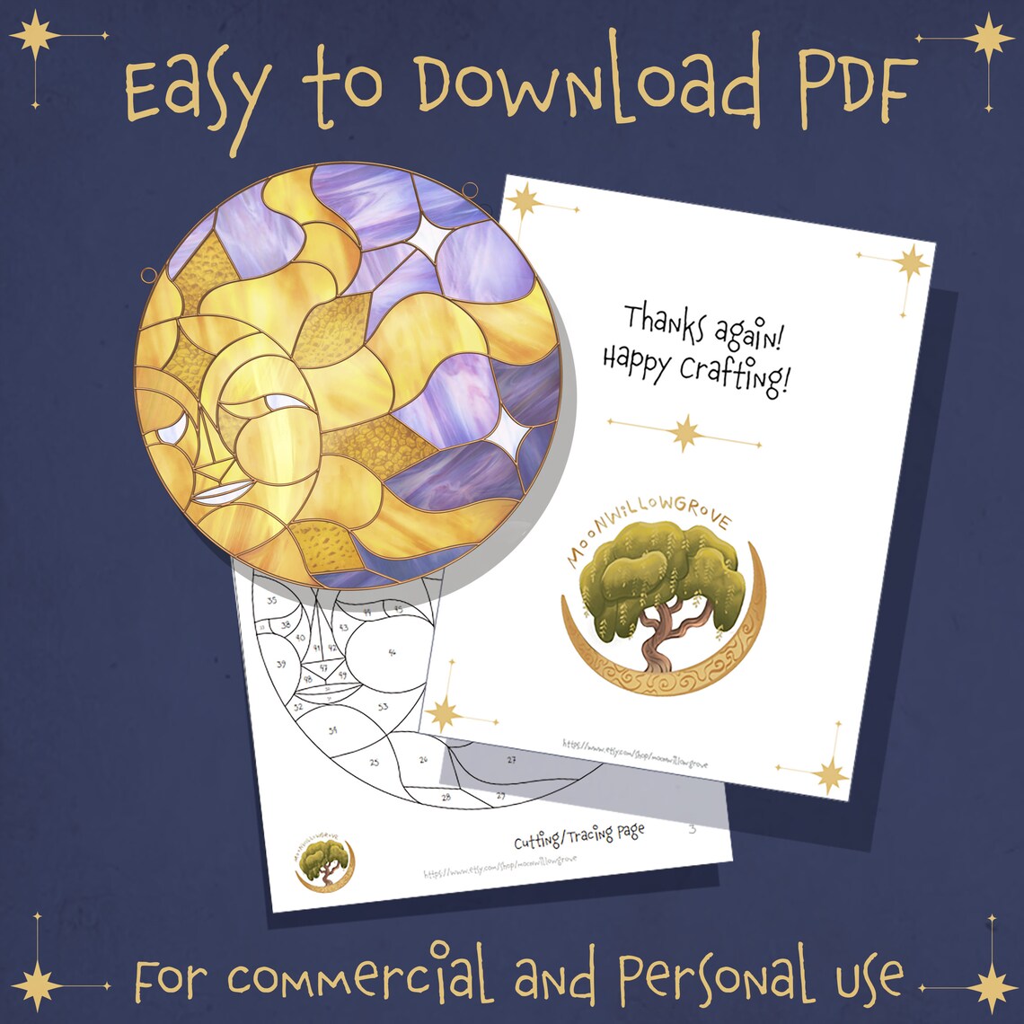 Whimsigoth Sun Stained Glass Pattern - Etsy