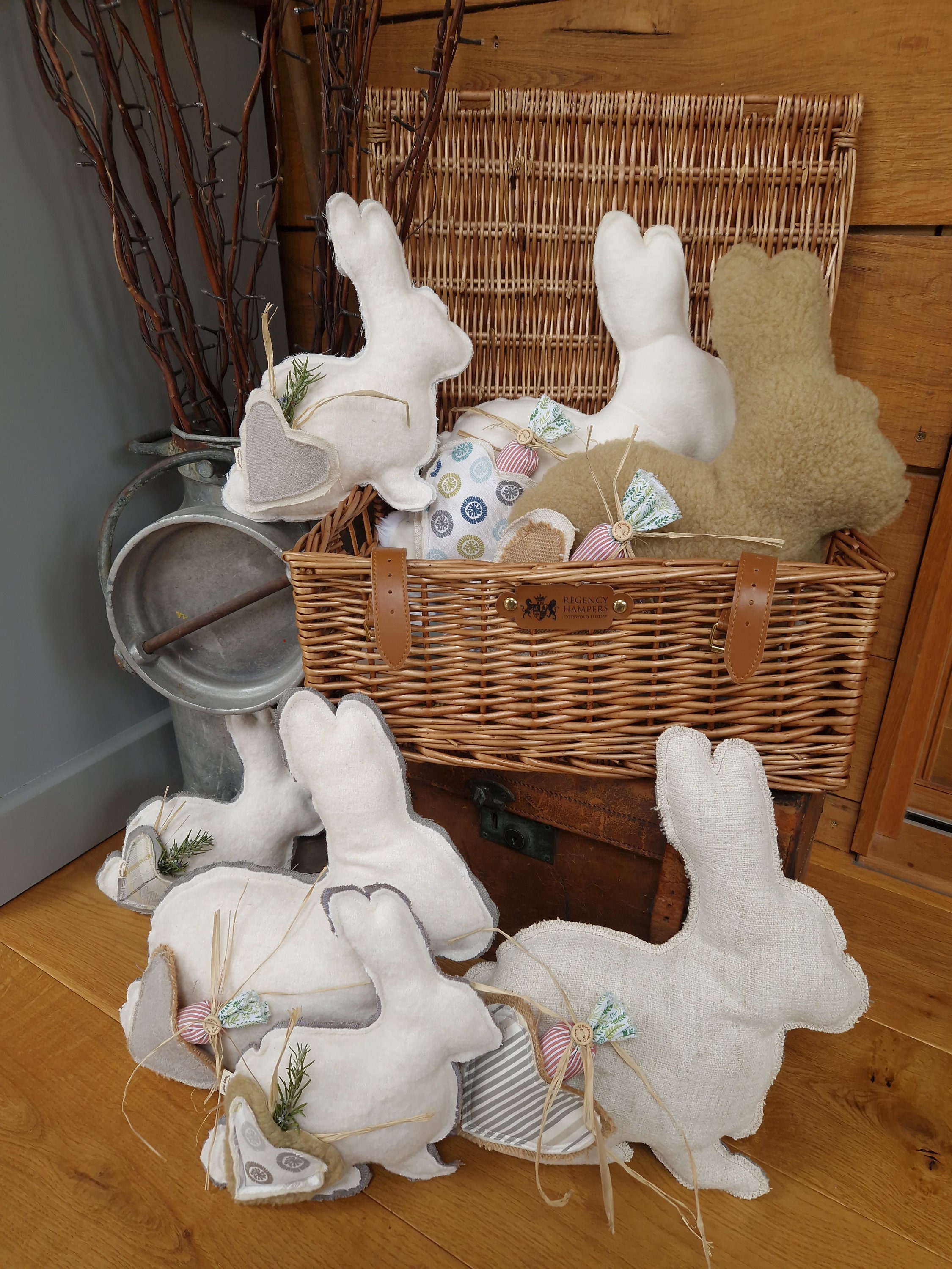 Large Rustic Farmhouse Fabric Bunny Cushion Decoration/easter Spring ...