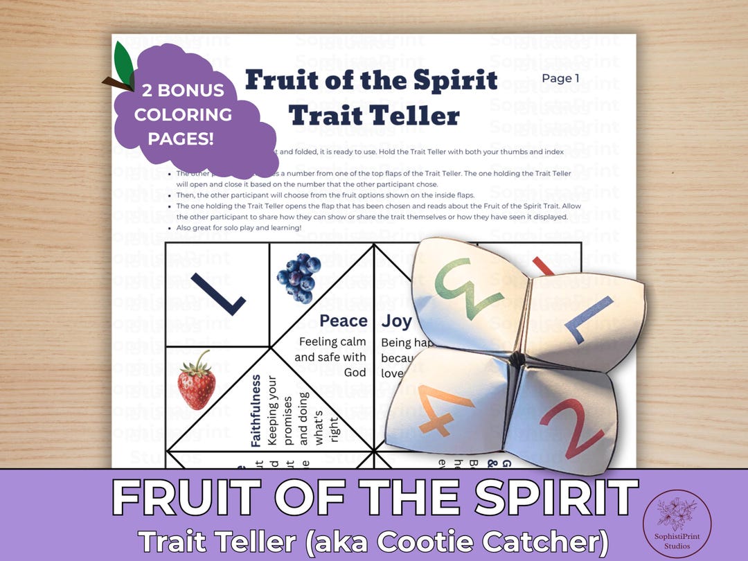 Fruits of the Spirit Cootie Catcher, Fruit of the Holy Spirit ...