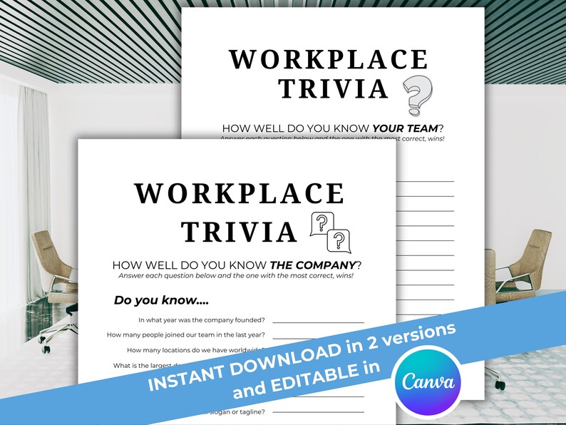 Workplace Trivia | Team Building Games | Editable Office Game | Work ...