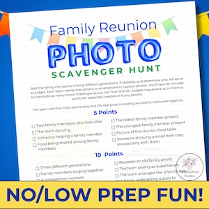 Family Reunion Photo Scavenger Hunt | Family Reunion Icebreaker ...