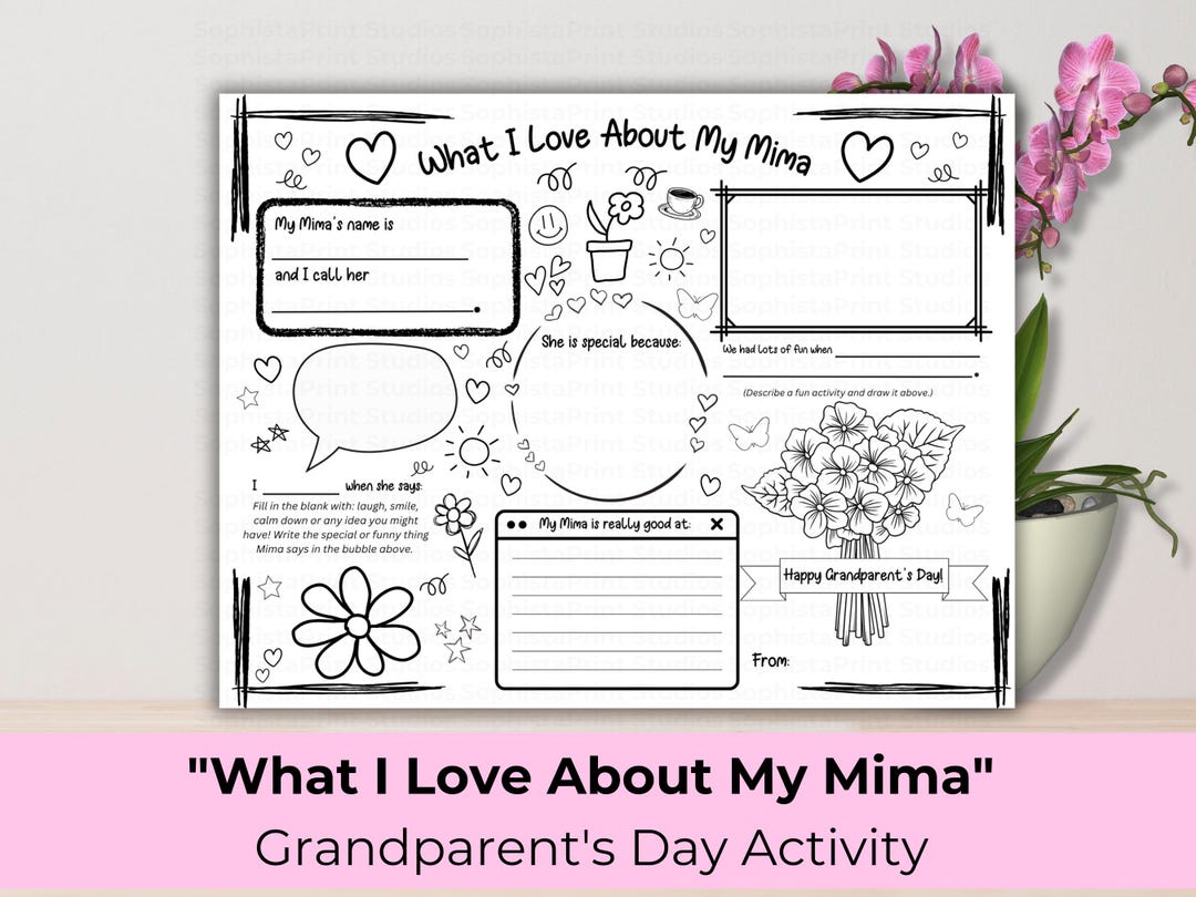 Grandparents Day Card for Mima, What I Love About Mima, All About Mima ...