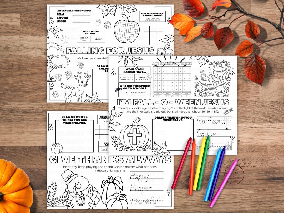 Christian Fall, Halloween and Thanksgiving Activities, Fall Coloring ...