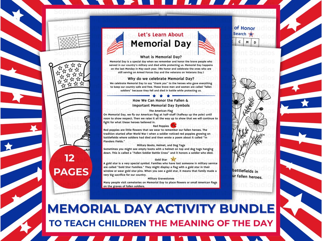 Memorial Day Coloring Pages and Activity Bundle | Memorial Day ...