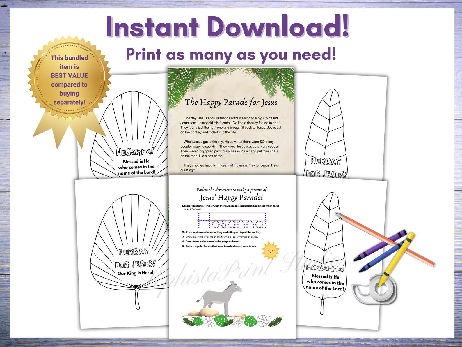 Palm Sunday Story Coloring Activity Preschool, Hosanna Holy Week Craft ...