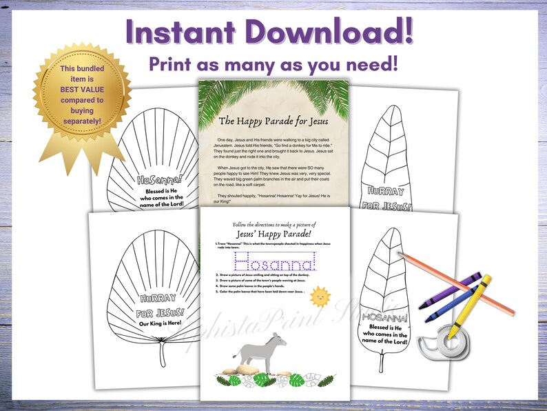 Palm Sunday Story Coloring Activity Preschool, Hosanna Holy Week Craft ...