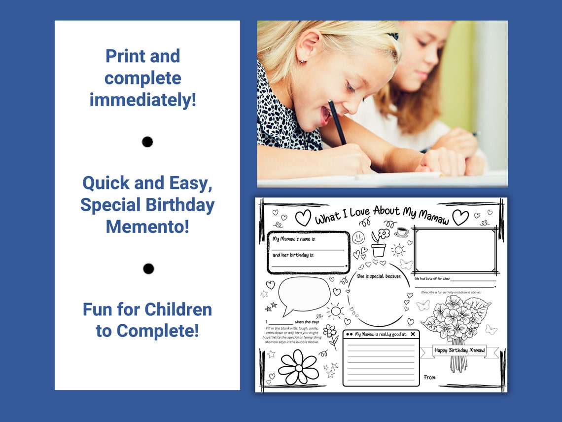 Birthday Card for Mamaw | What I Love About My Mamaw Printable Birthday ...