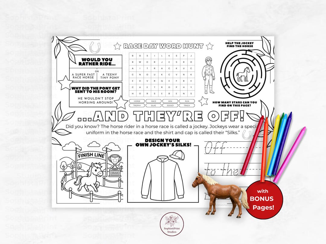 Horse Racing Coloring Page for Children | Derby Coloring | Derby ...