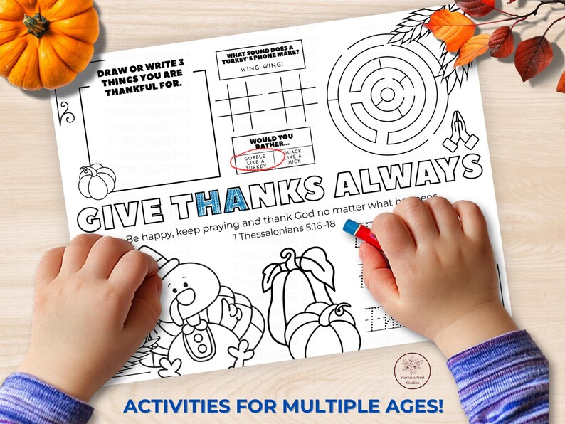 Christian Thanksgiving Coloring Page, Give Thanks Always Activity ...