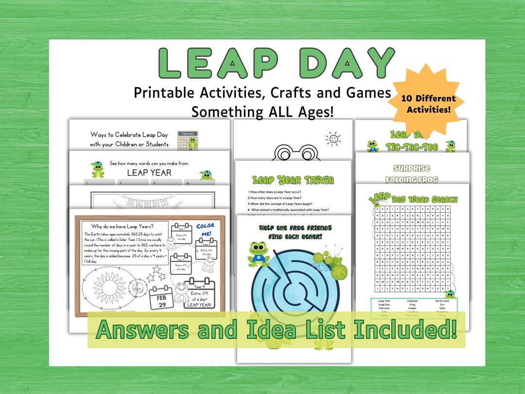 Leap Year Game, Craft and Activity Bundle for Family Game Night or ...