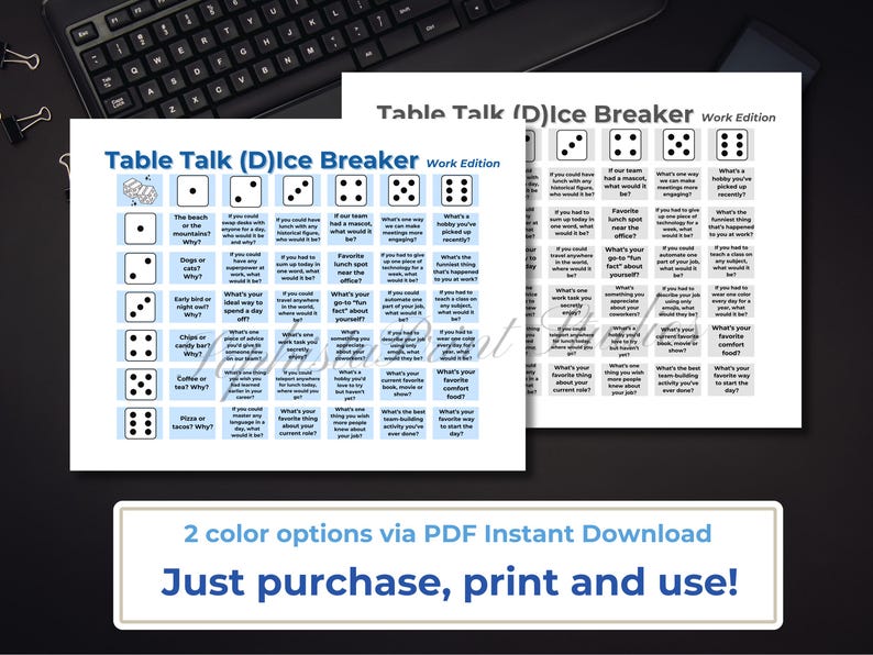 Table Talk Dice Icebreaker Game | Team Building Games | Work Games ...