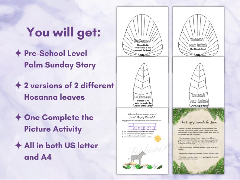 Palm Sunday Story Coloring Activity Preschool, Hosanna Holy Week Craft ...