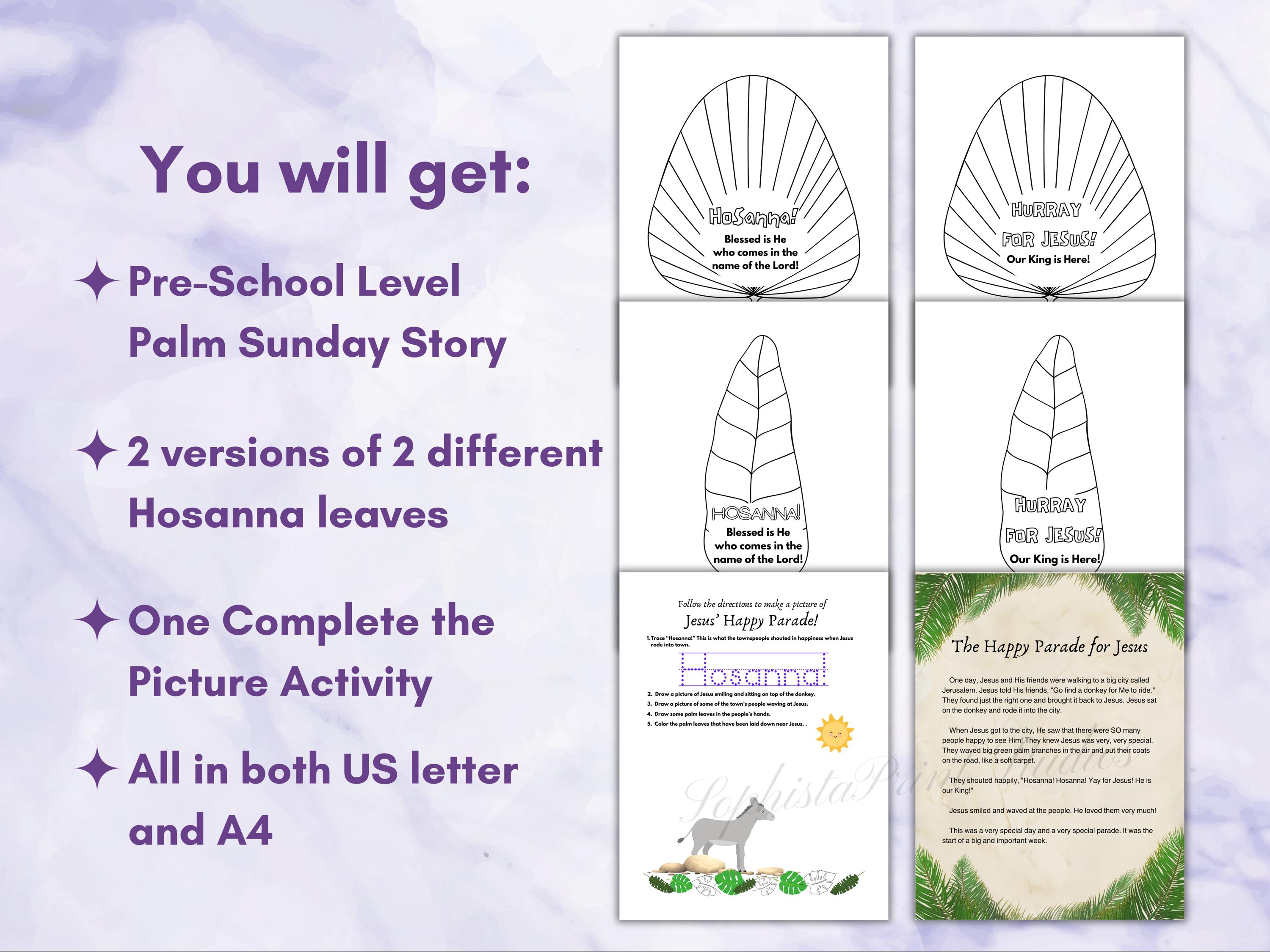 Palm Sunday Story Coloring Activity Preschool, Hosanna Holy Week Craft ...