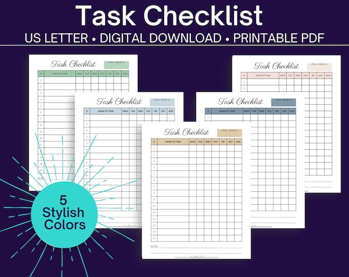 EDITABLE Every Day Task Chore Check List for Home and Office Editable ...