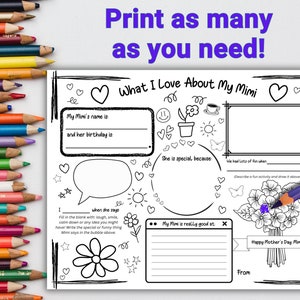 Mother's Day Card for Mimi | Coloring Page for Mimi | Mothers Day Gift ...