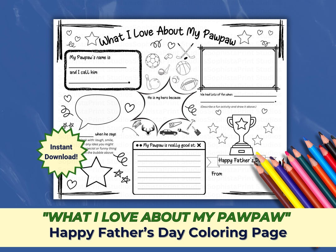 What I Love About My Pawpaw, Fathers Day Card for Pawpaw, From ...