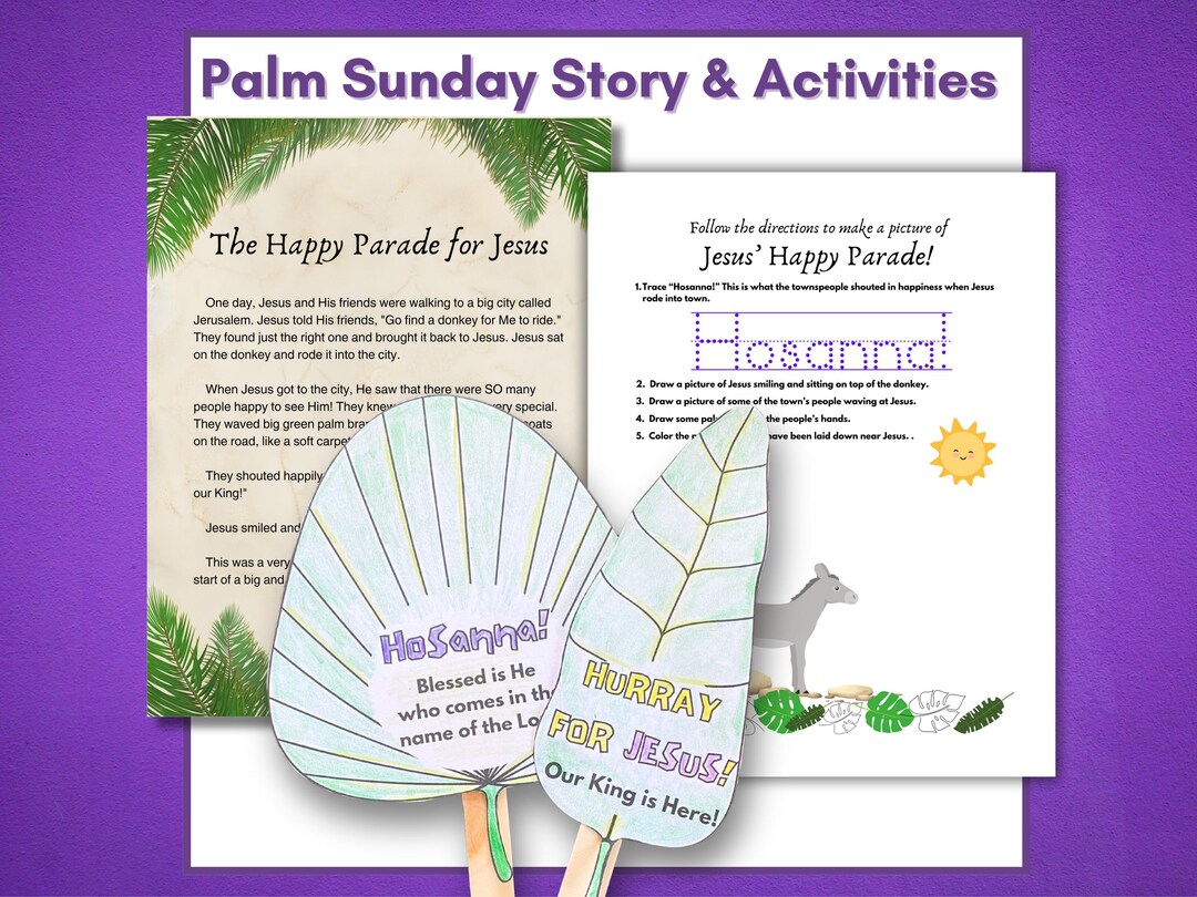 Palm Sunday Story Coloring Activity Preschool, Hosanna Holy Week Craft ...