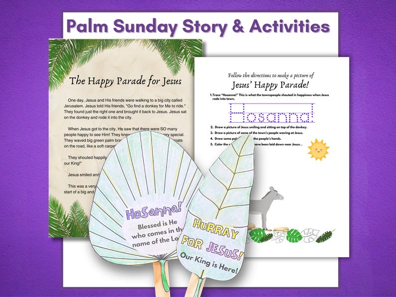 Palm Sunday Story Coloring Activity Preschool, Hosanna Holy Week Craft ...