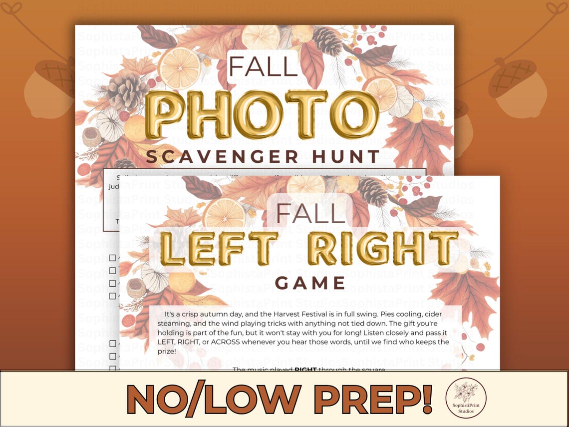 Fall Left Right Game & Fall Photo Scavenger Hunt, Fall Pass the Prize ...