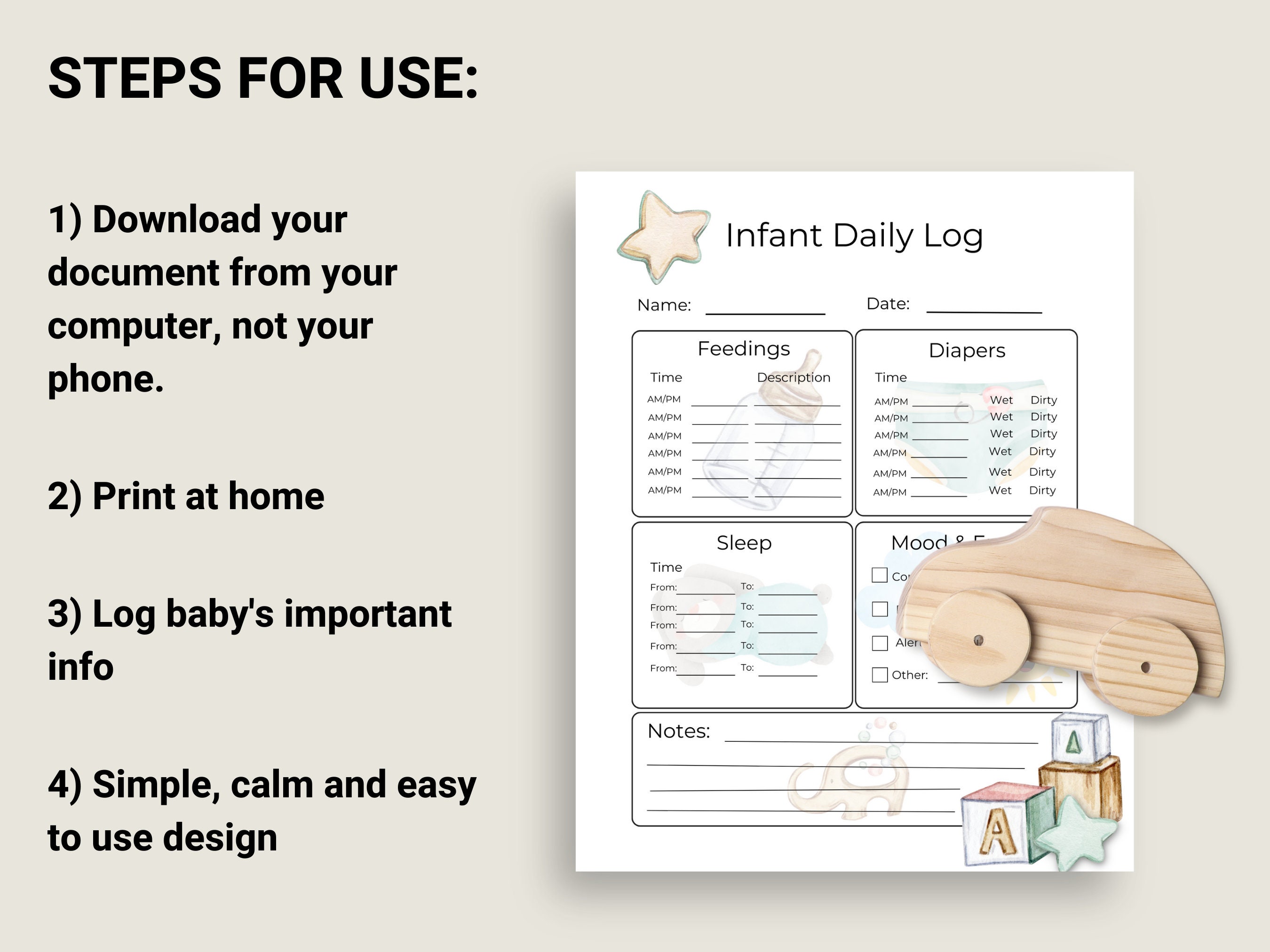 Infant Daily Report, Infant Daily Log, Baby Daily Log, Newborn Daily ...