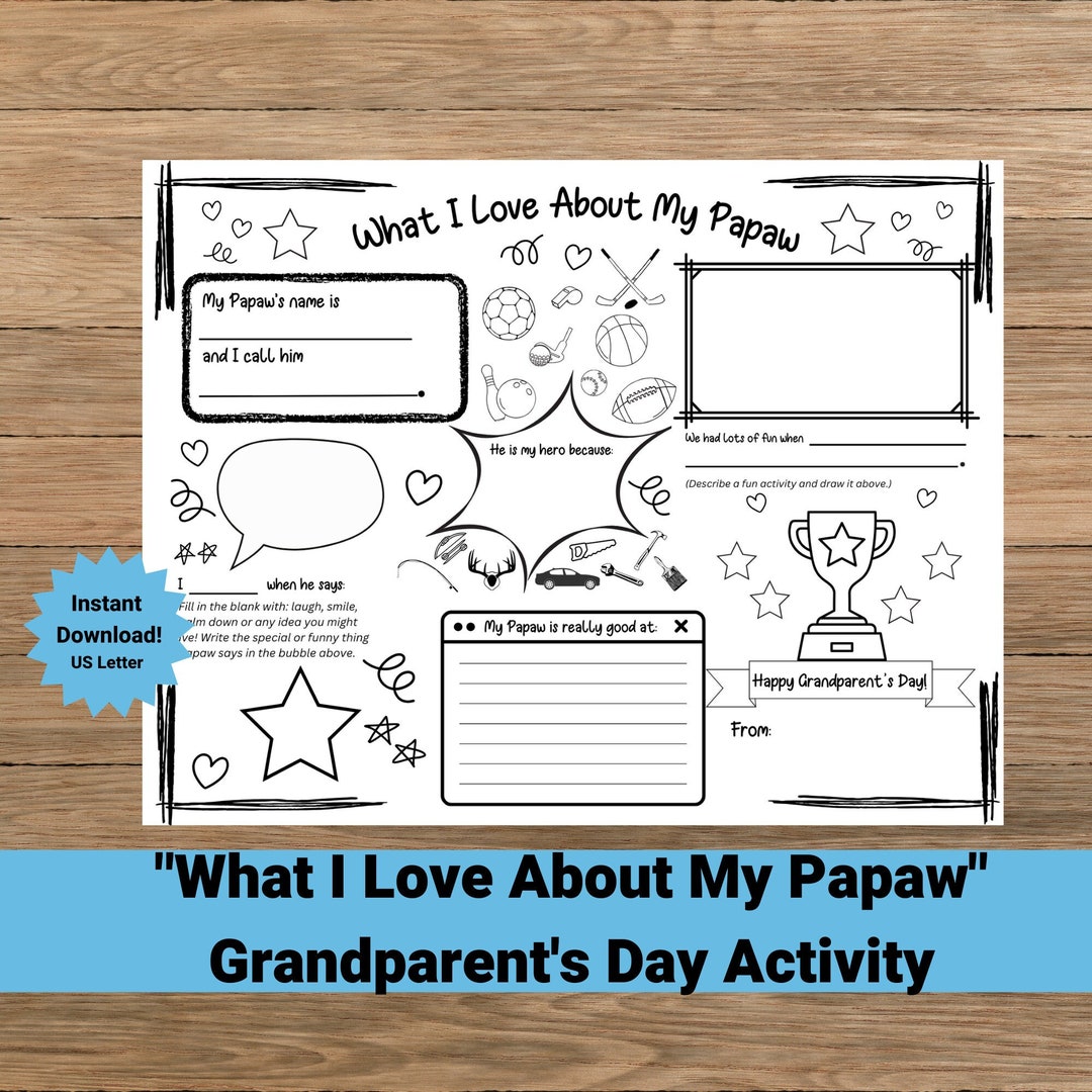 What I Love About My Papaw | Grandparent's Day Printable Activity Papaw ...