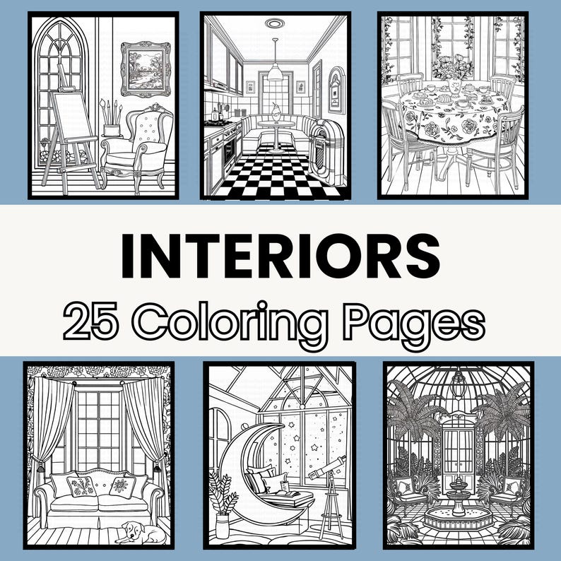 Interiors Coloring Pages | Rooms Coloring | Cozy Home Coloring | Cute ...