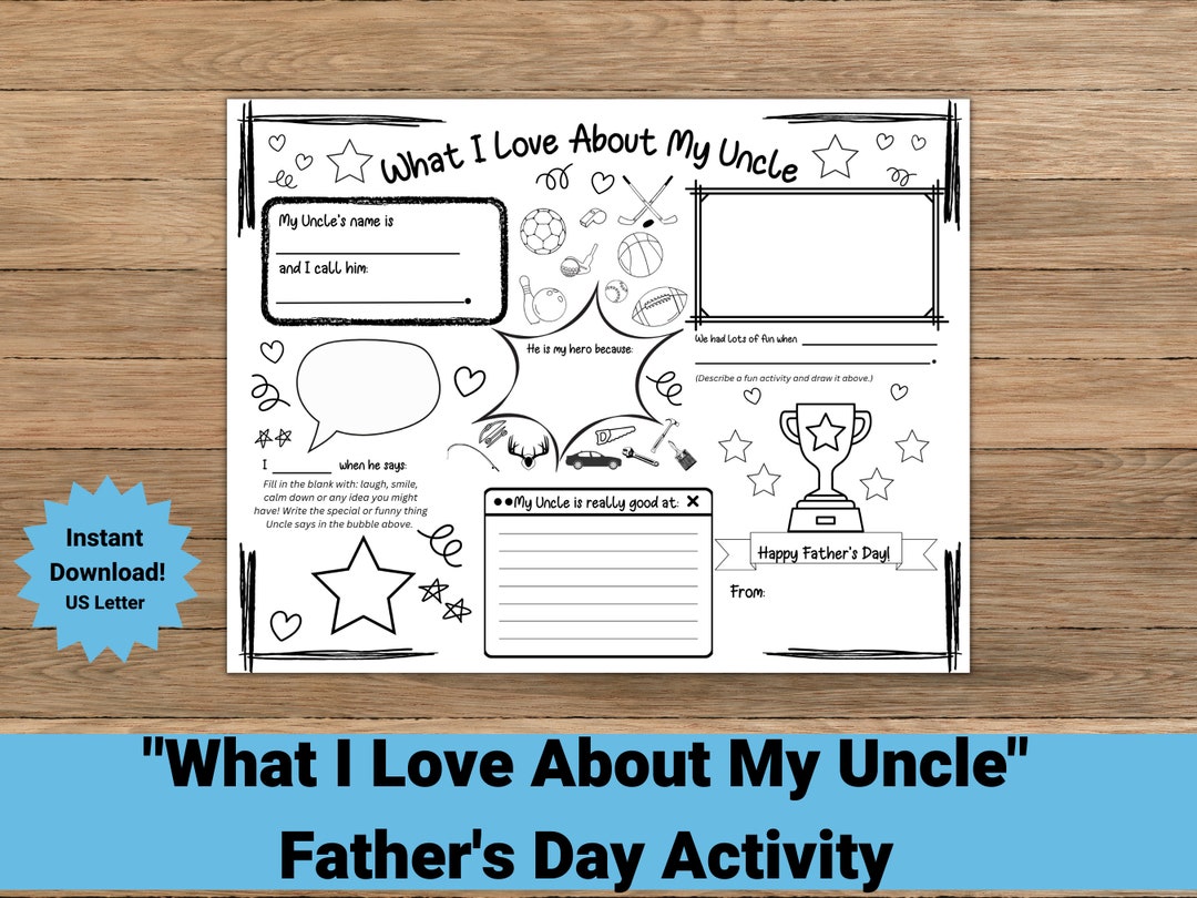 What I Love About My Uncle Father's Day Printable - Etsy