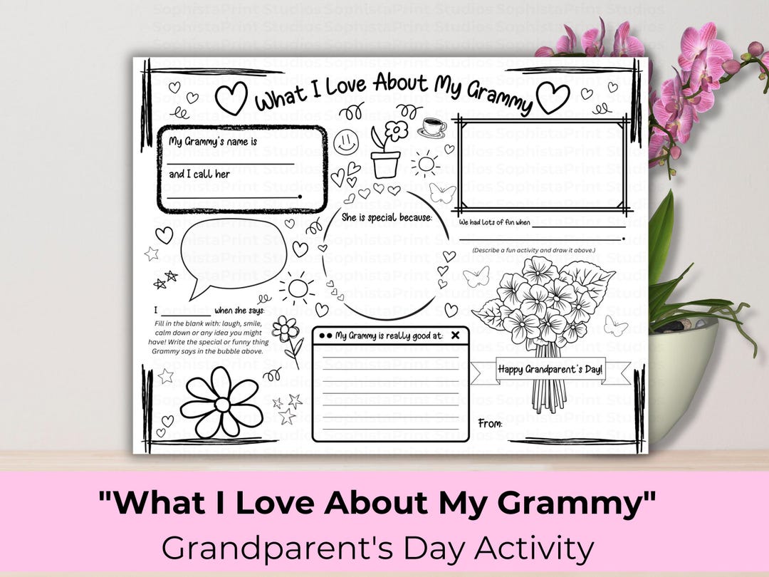 Grandparents Day Card for Grammy, What I Love About My Grammy, All ...