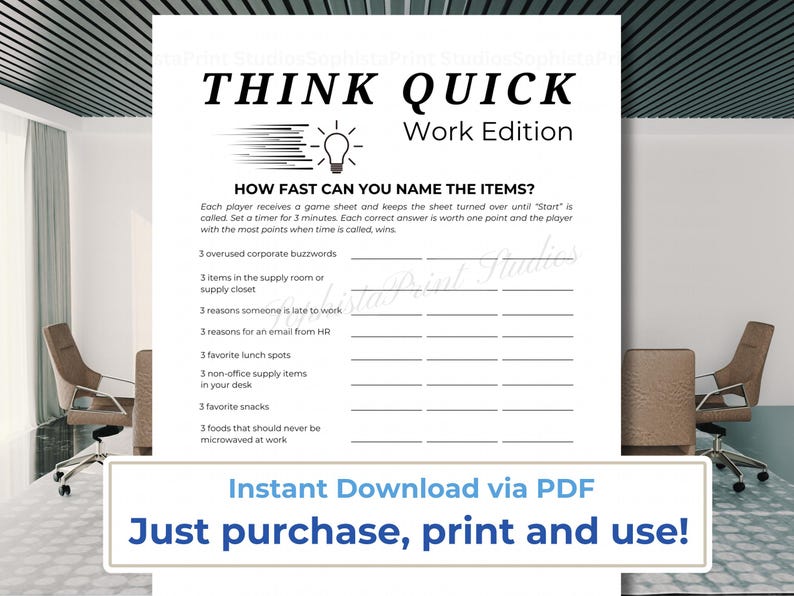 Team Building Game | Staff Meeting Game | Think Quick Work Game ...