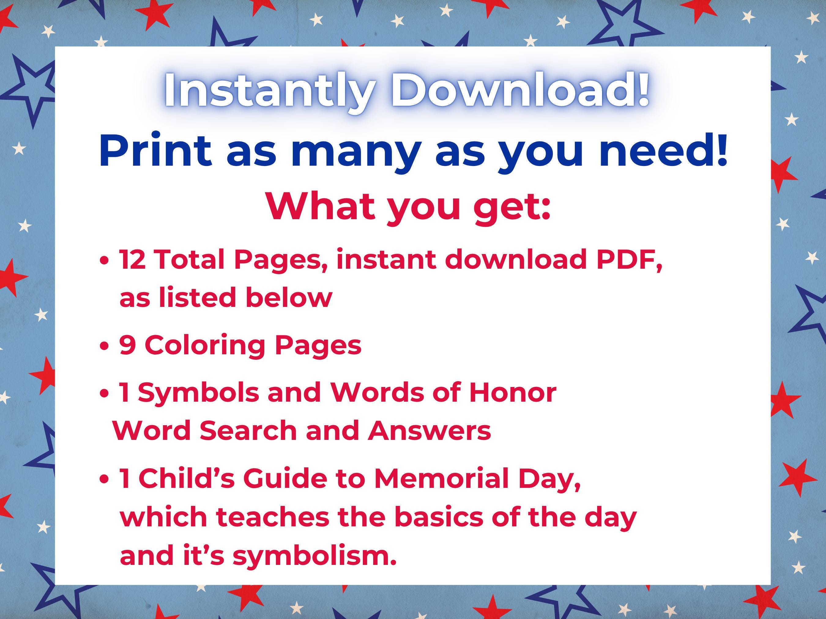 Memorial Day Coloring Pages and Activity Bundle | Memorial Day ...