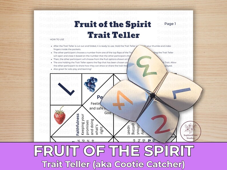 Fruits of the Spirit Cootie Catcher, Fruit of the Holy Spirit ...
