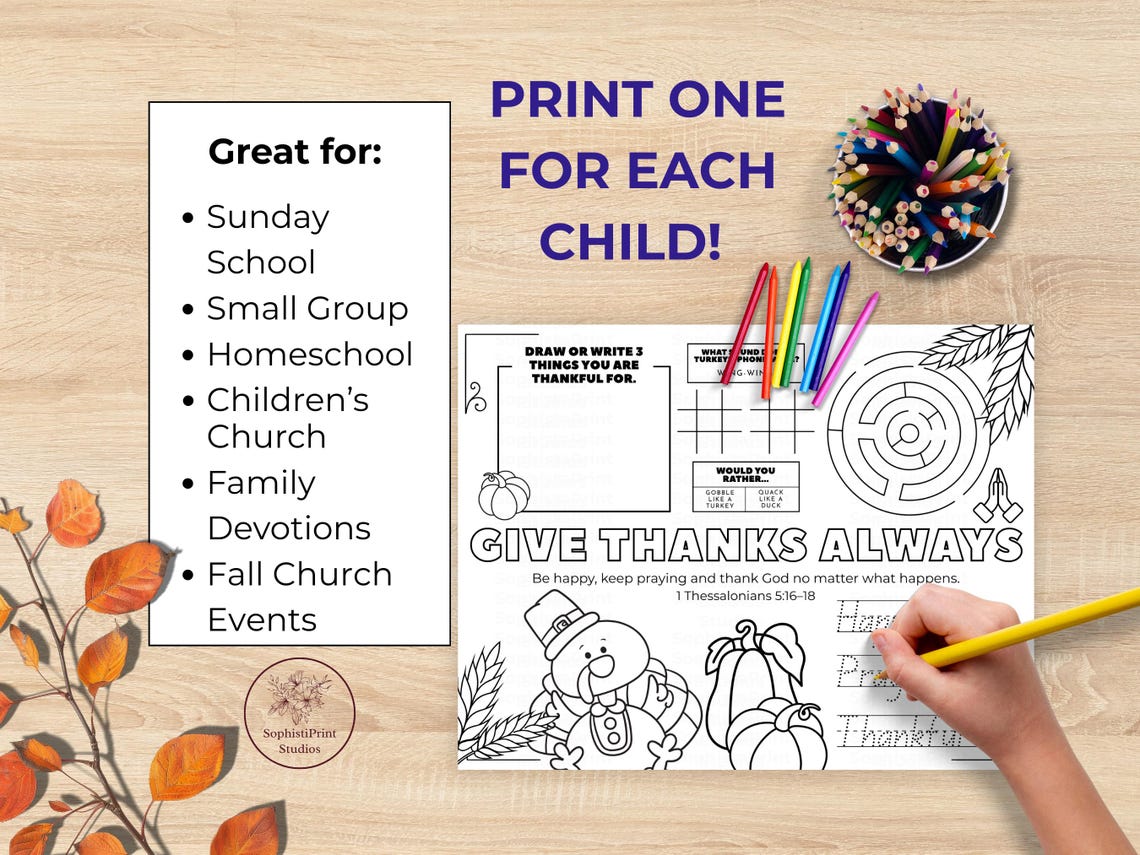 Christian Thanksgiving Coloring Page, Give Thanks Always Activity ...