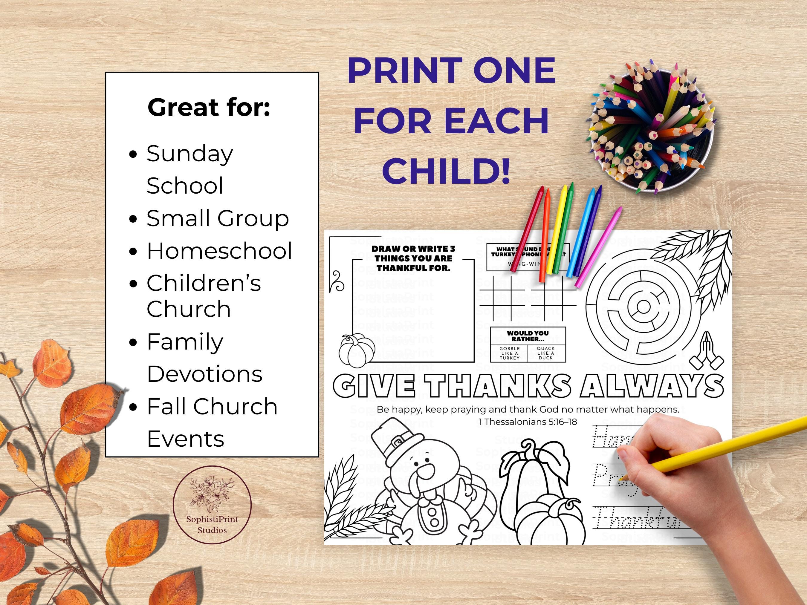 Christian Thanksgiving Coloring Page, Give Thanks Always Activity ...