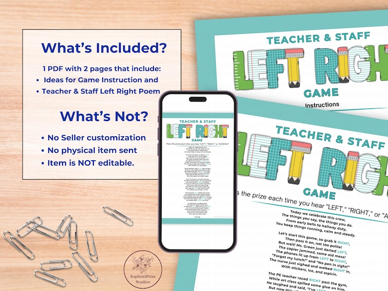 Teacher & Staff Left Right Across Game | Left Right Poem | School Team ...