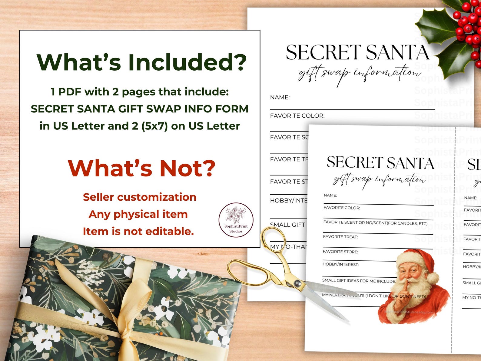 Secret Santa Questionnaire, Work Secret Santa Survey, Employee Secret ...