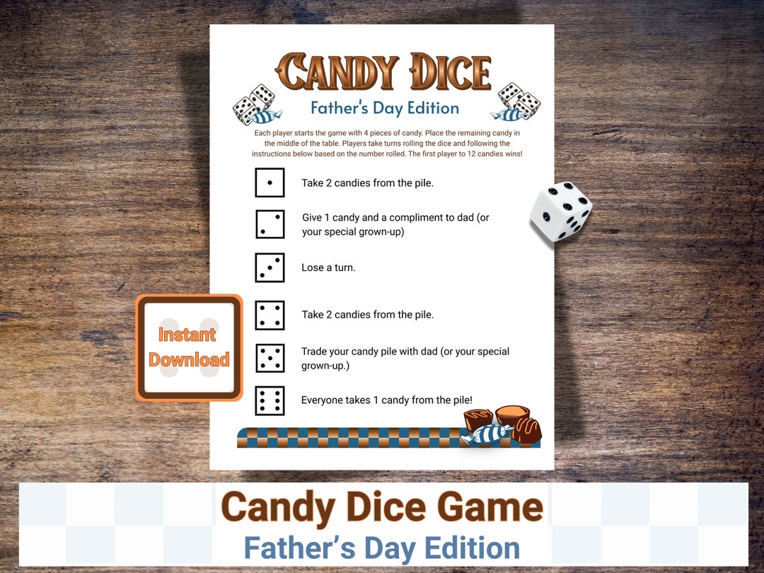 Candy Dice Game for Father's Day | Father's Day Games - Etsy