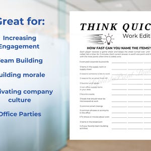 Team Building Game | Staff Meeting Game | Think Quick Work Game ...