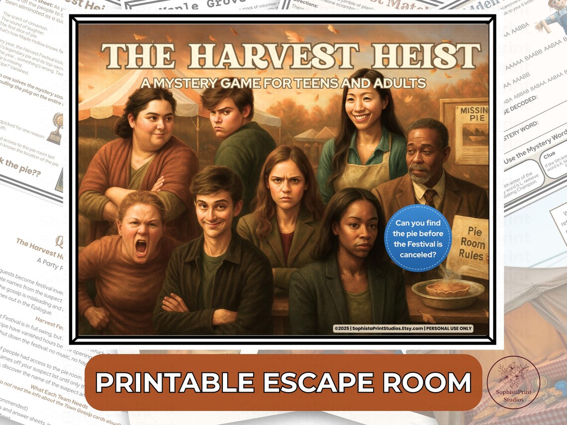 Harvest Heist Escape Room | Fall Party Game | Family Escape Room ...