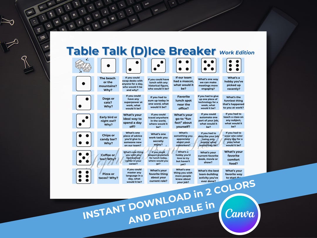 Table Talk Dice Icebreaker Game | Team Building Games | Work Games ...